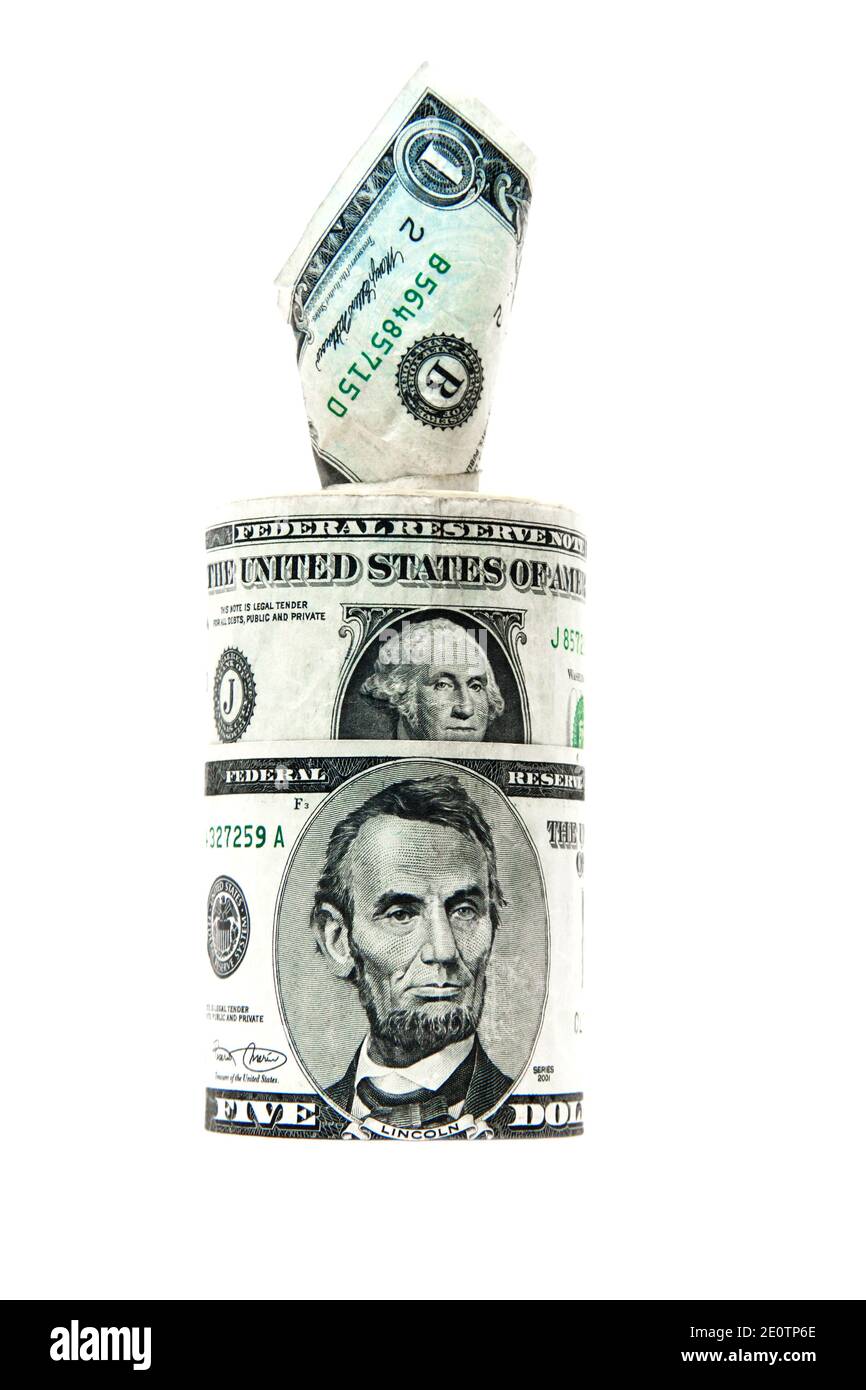 Dollars on white background Cut Out Stock Images & Pictures - Alamy