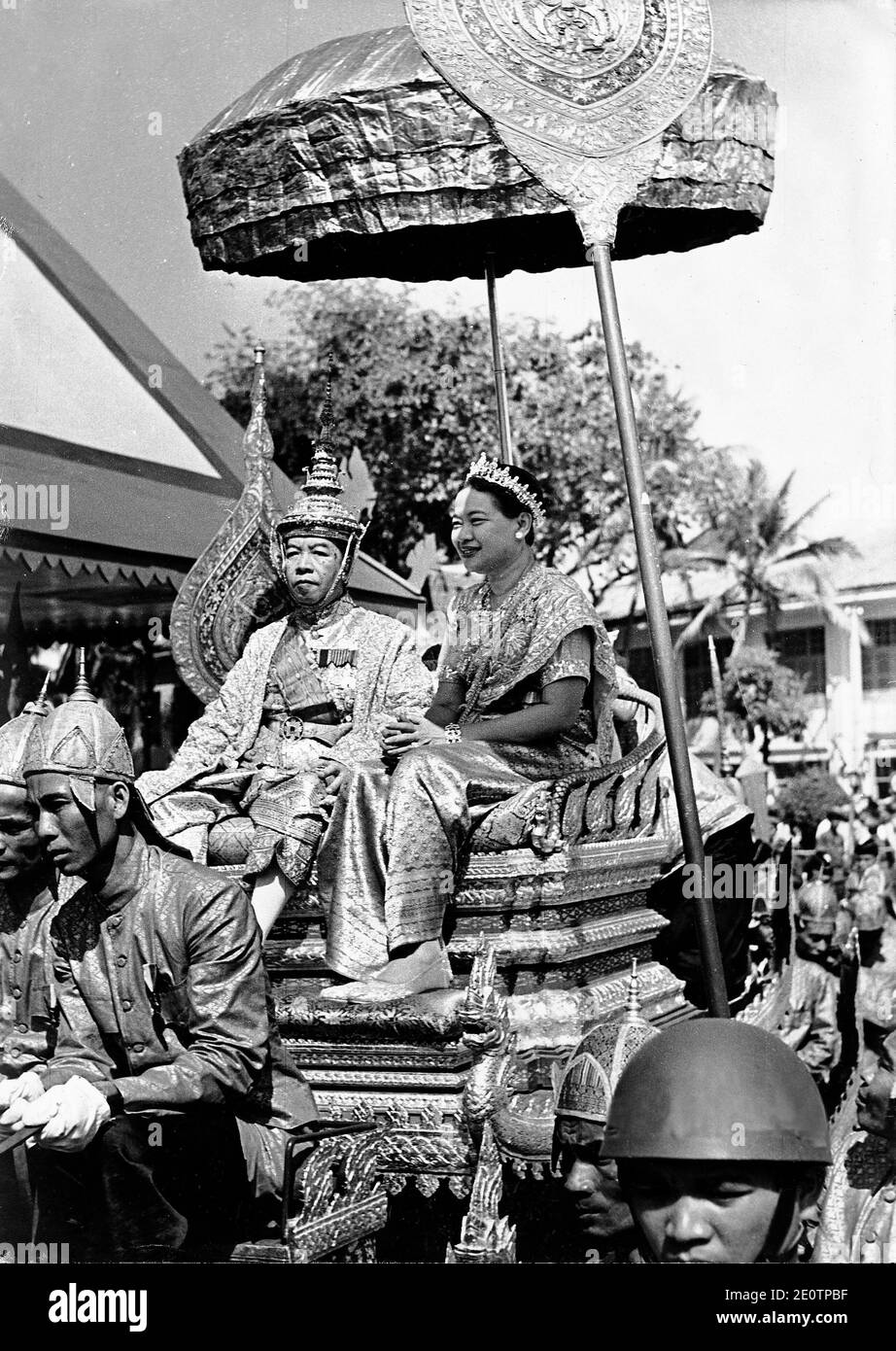 Coronation of King suramarit and Queen kossamak when prince Norodom ...