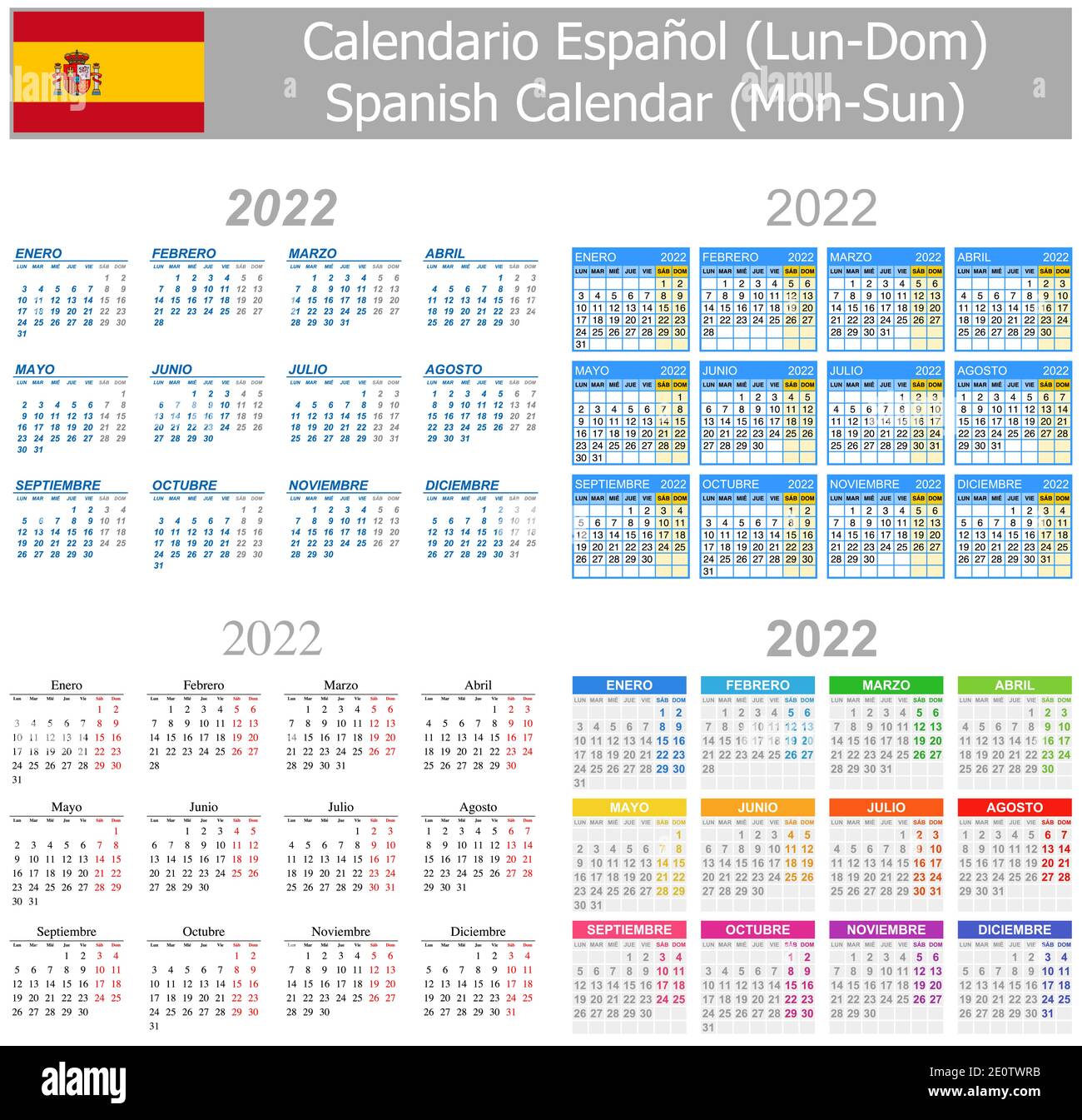 2022 calendar spanish hi-res stock photography and images - Alamy