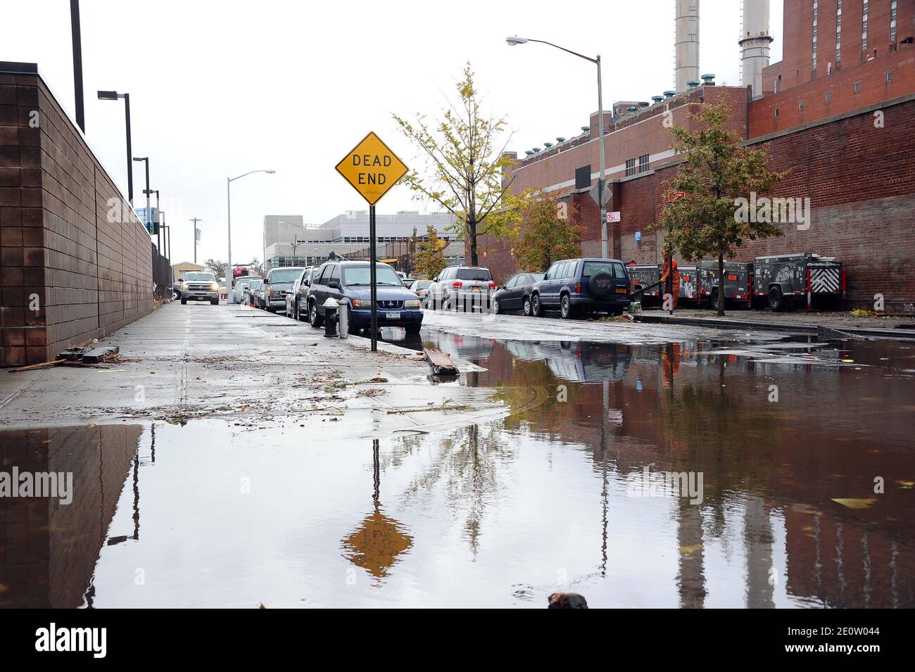 General view in The East Village during and after Hurricane Sandy ...