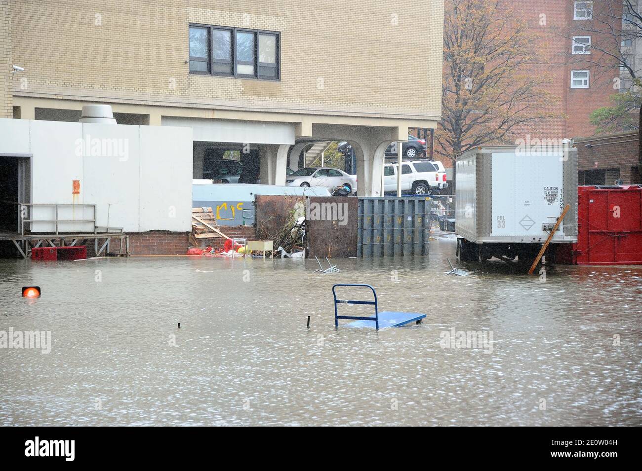 General view in The East Village during and after Hurricane Sandy ...