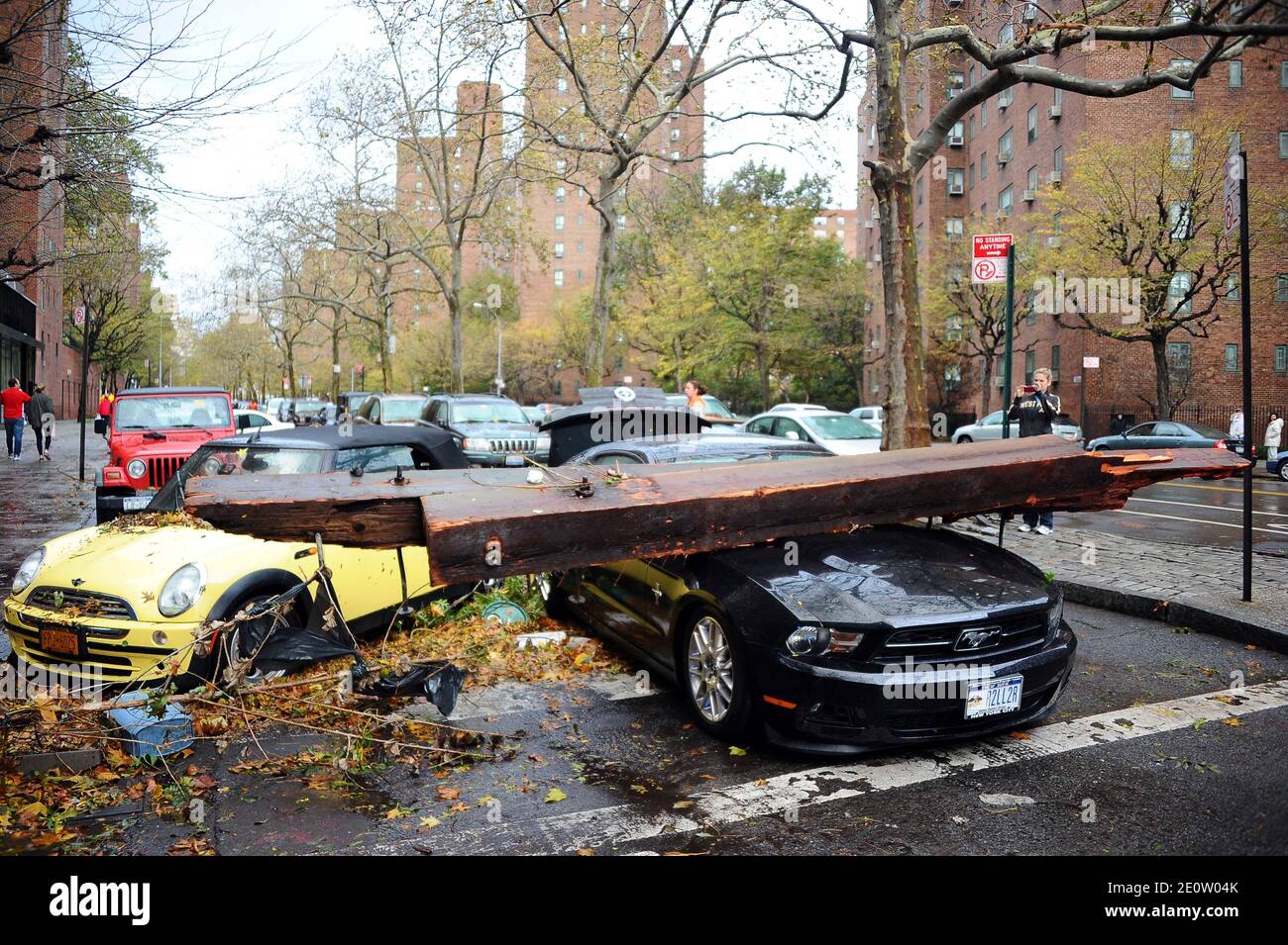 General view in The East Village during and after Hurricane Sandy ...