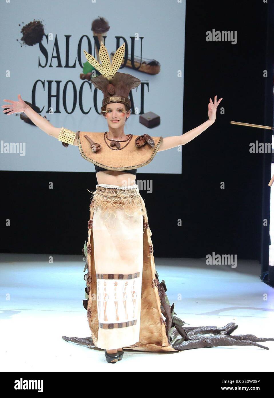 Elodie Varlet displays a chocolate creation at the opening show of the ...