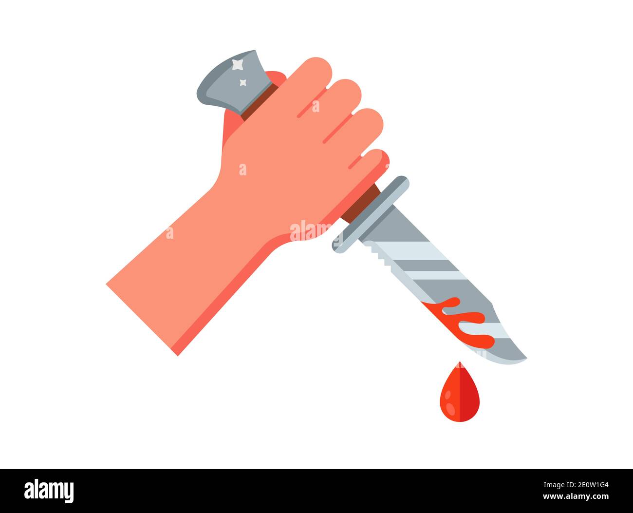the bandit holds a bloody knife in his hand. flat vector illustration ...