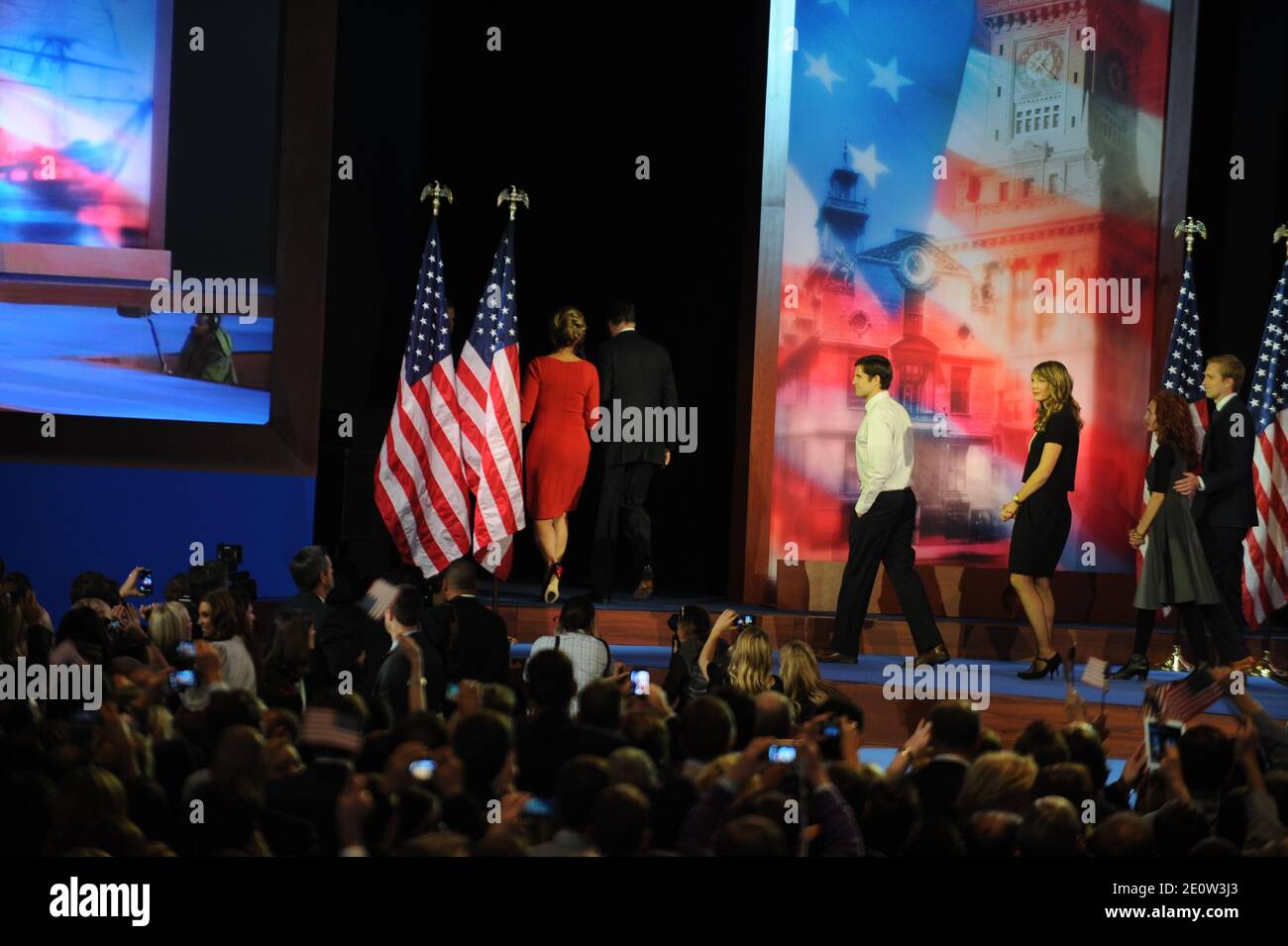 Mitt Romney defeated on stage during the election night event at the ...
