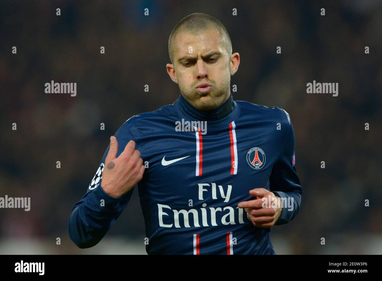 PSG's Jeremy Menez joy after scoring the 3-0 goal during the UEFA ...