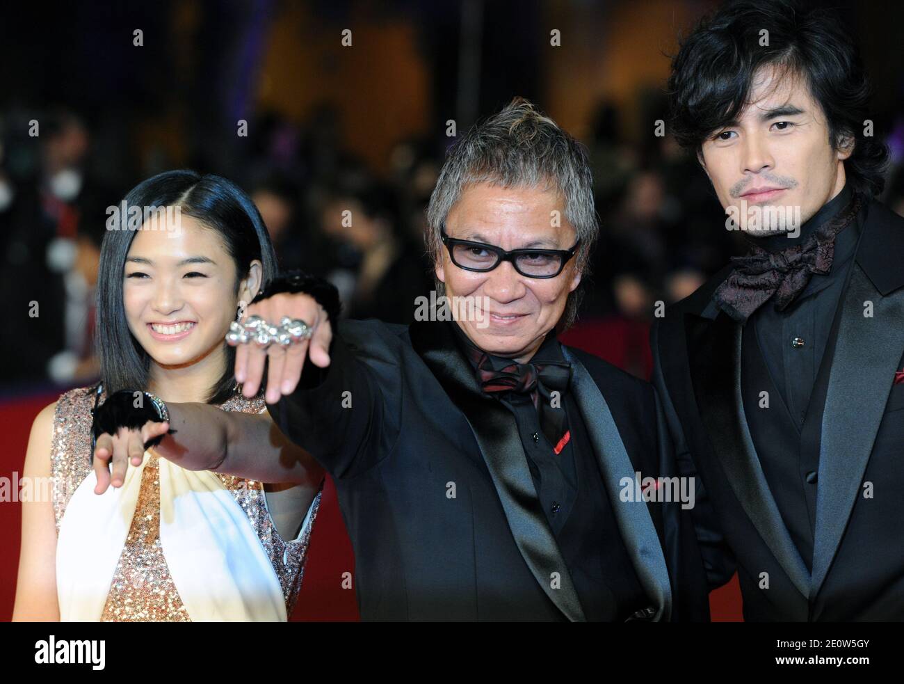 Actress Fumi Nikaido, Director Takashi Miike and actor Hideaki Ito (film 'Lesson of Evil ...