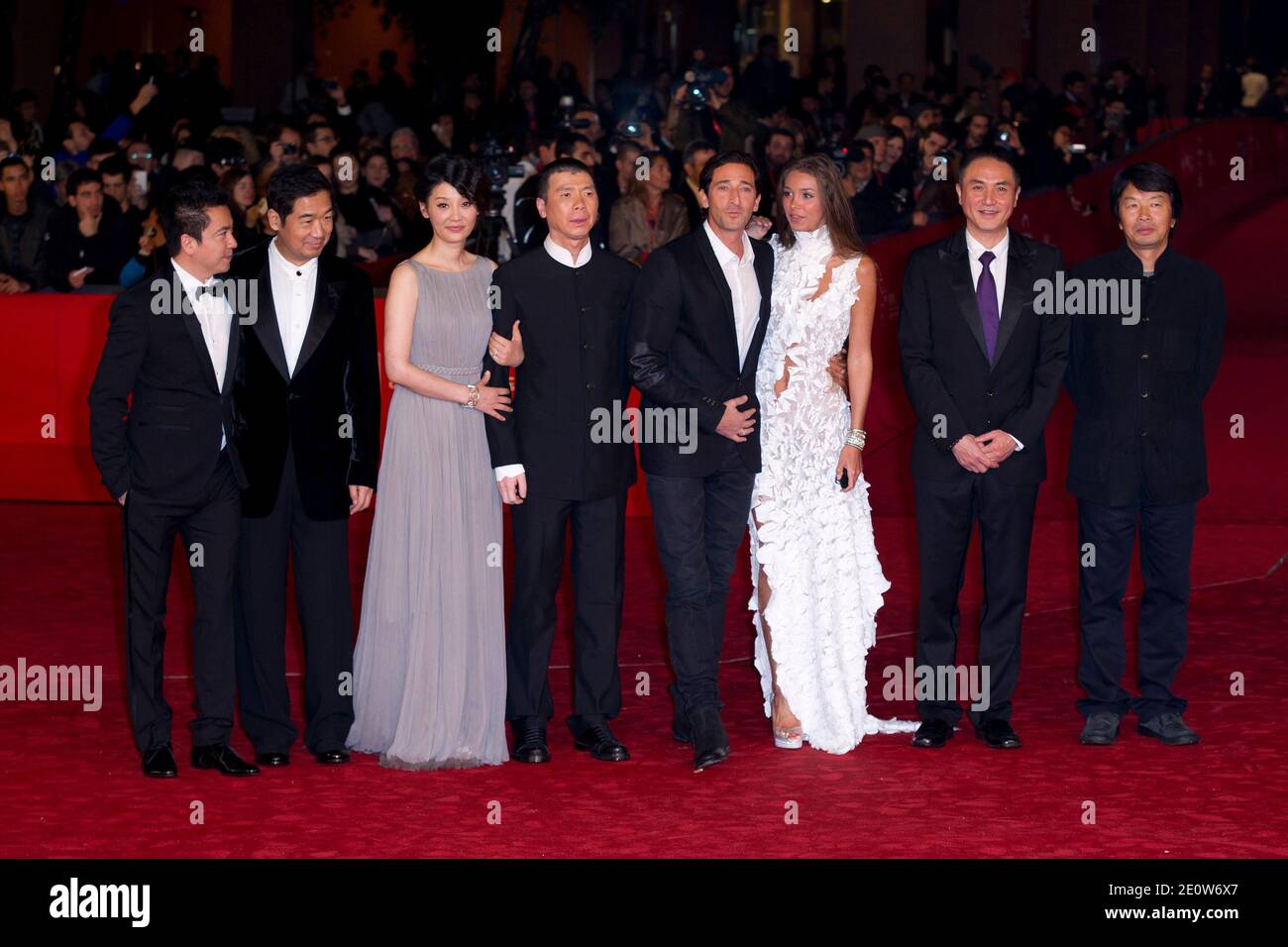 Actors Zhang Guo Li, Xu Fan, director Feng Xiaogang, actor Adrien Brody, Lara Lieto and guests ...