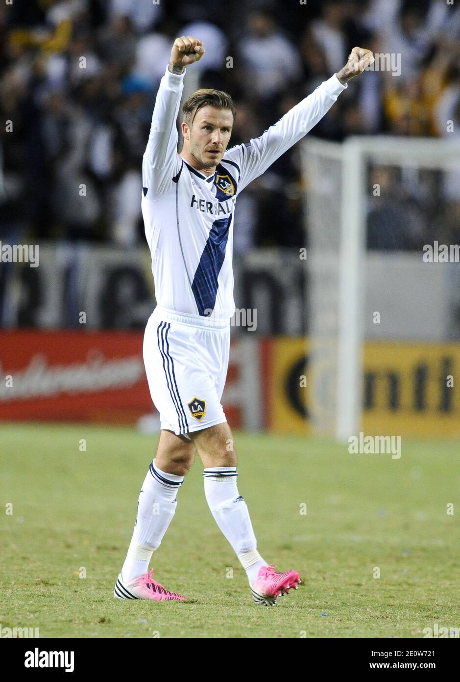 David Beckham celebrates during Leg One of the Western Conference ...
