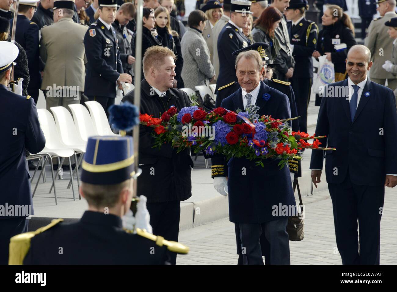 Paris' Mayor Bertrand Delanoe attending the Armistice Day ceremonies ...