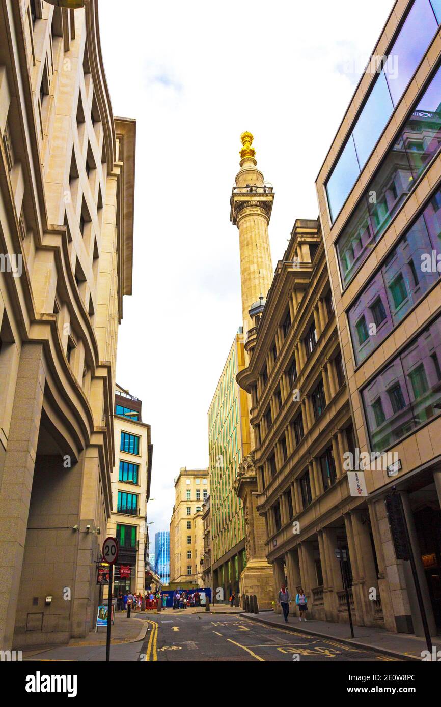 View of small Fish Street Hill with Monument to the Great Fire of ...