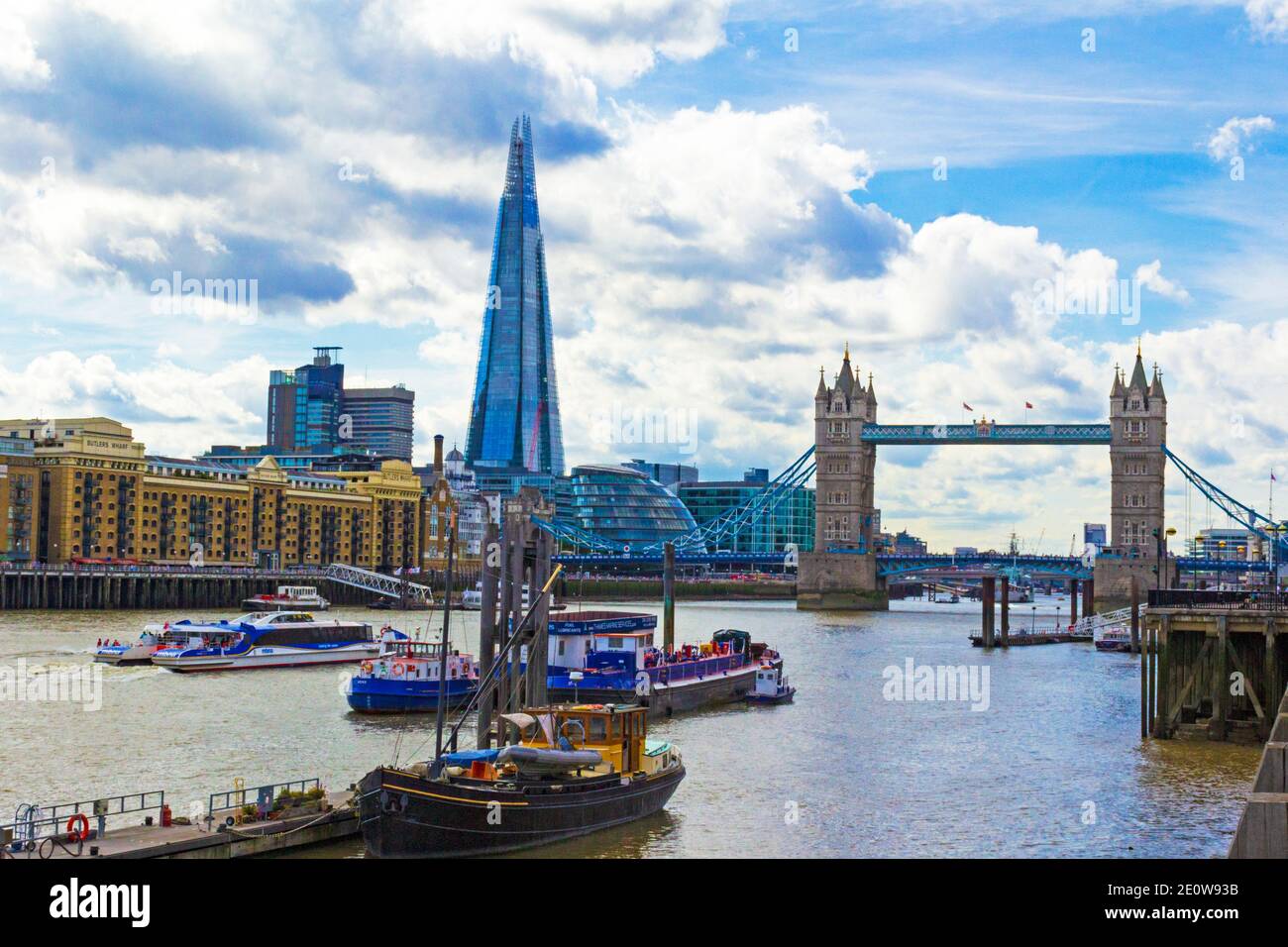 View of crowded Tower Bridge-the most famous bridge in the world,London ...