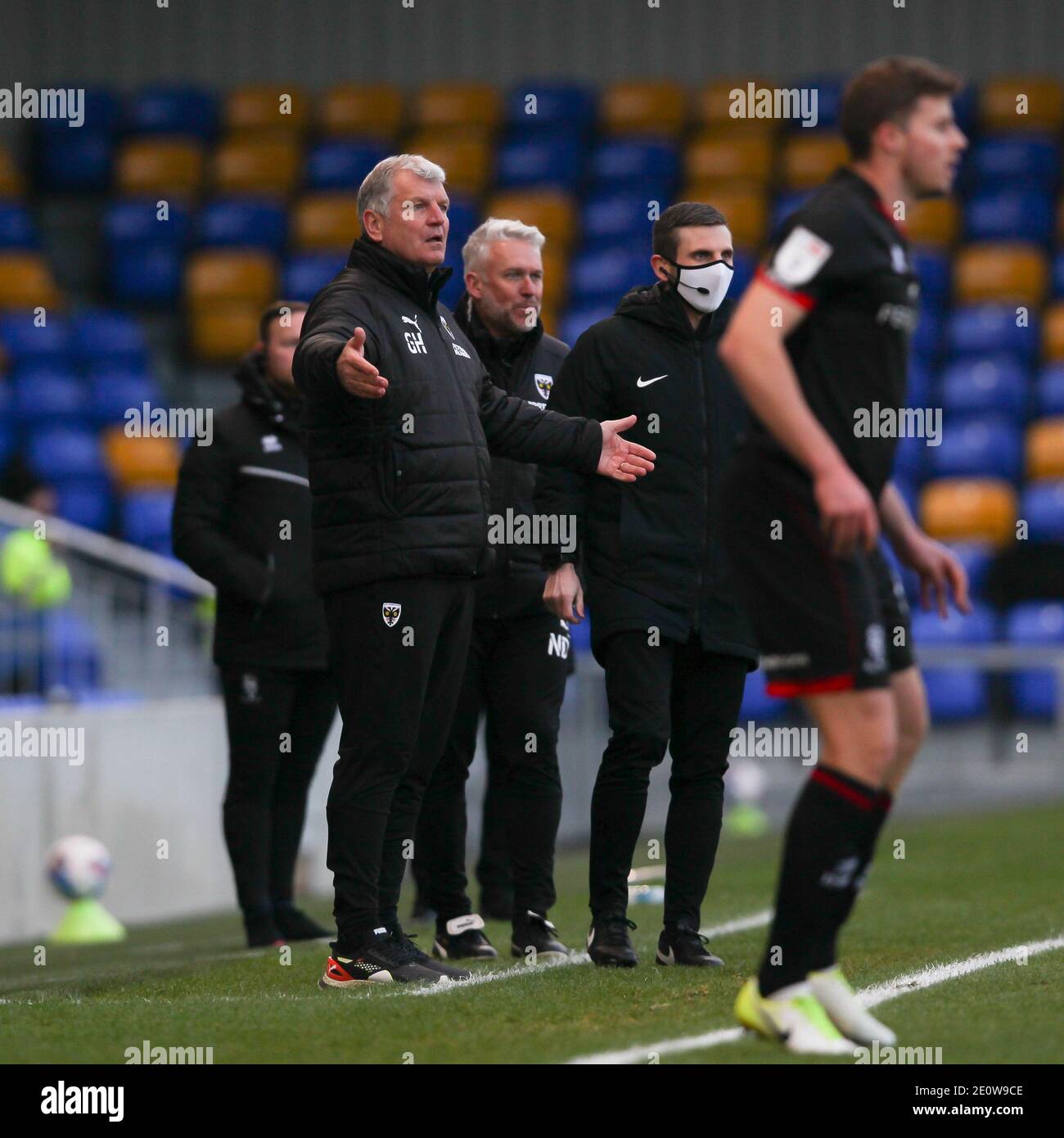 London, UK. 02nd Jan, 2021. AFC Wimbledon Manager Glyn Hodges can't ...