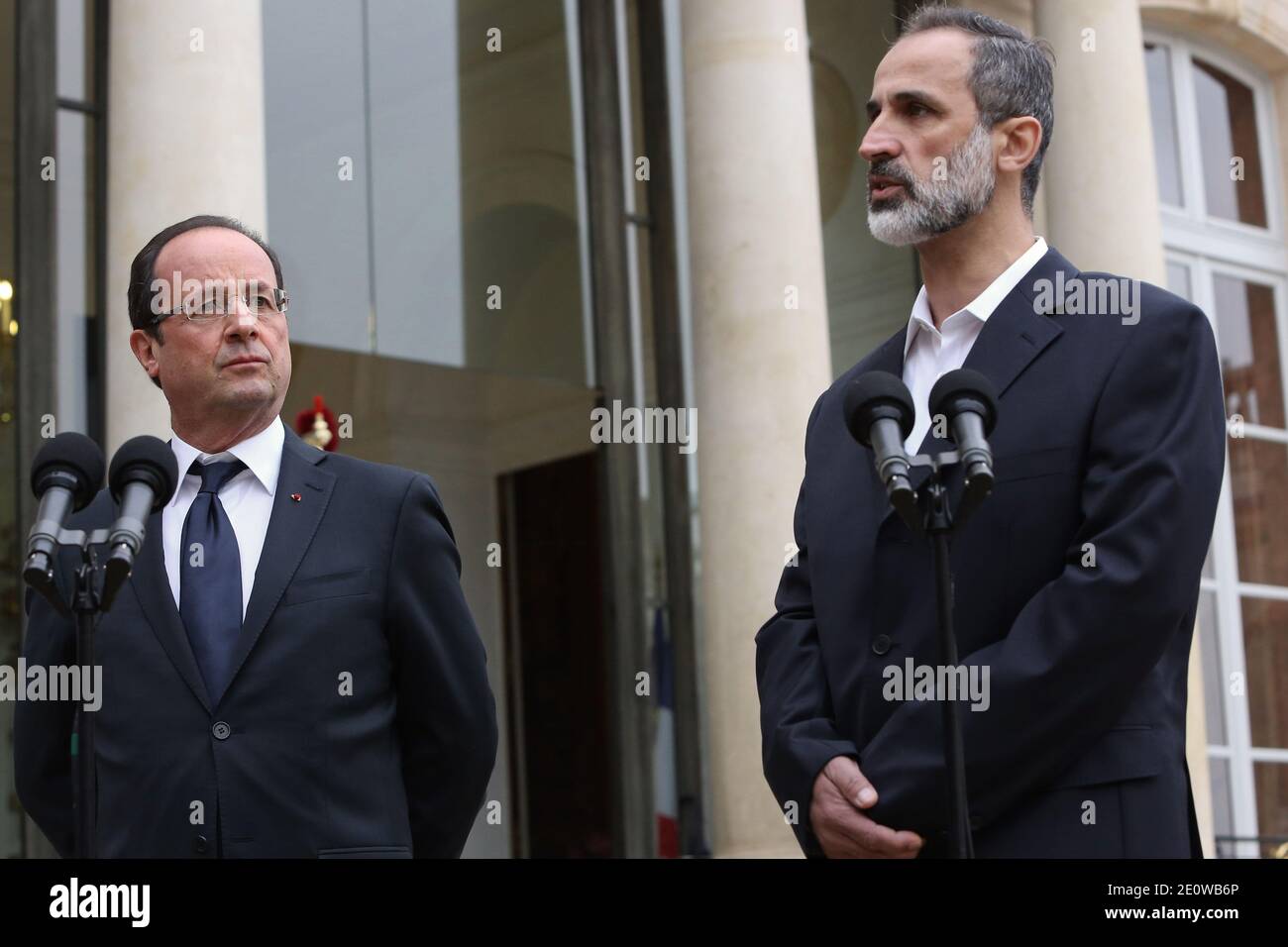 French President Francois Hollande receives Syrian coalition president ...