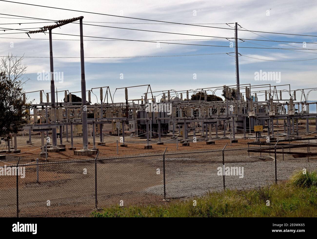 electric power installation along the San Francisco Bay in California ...