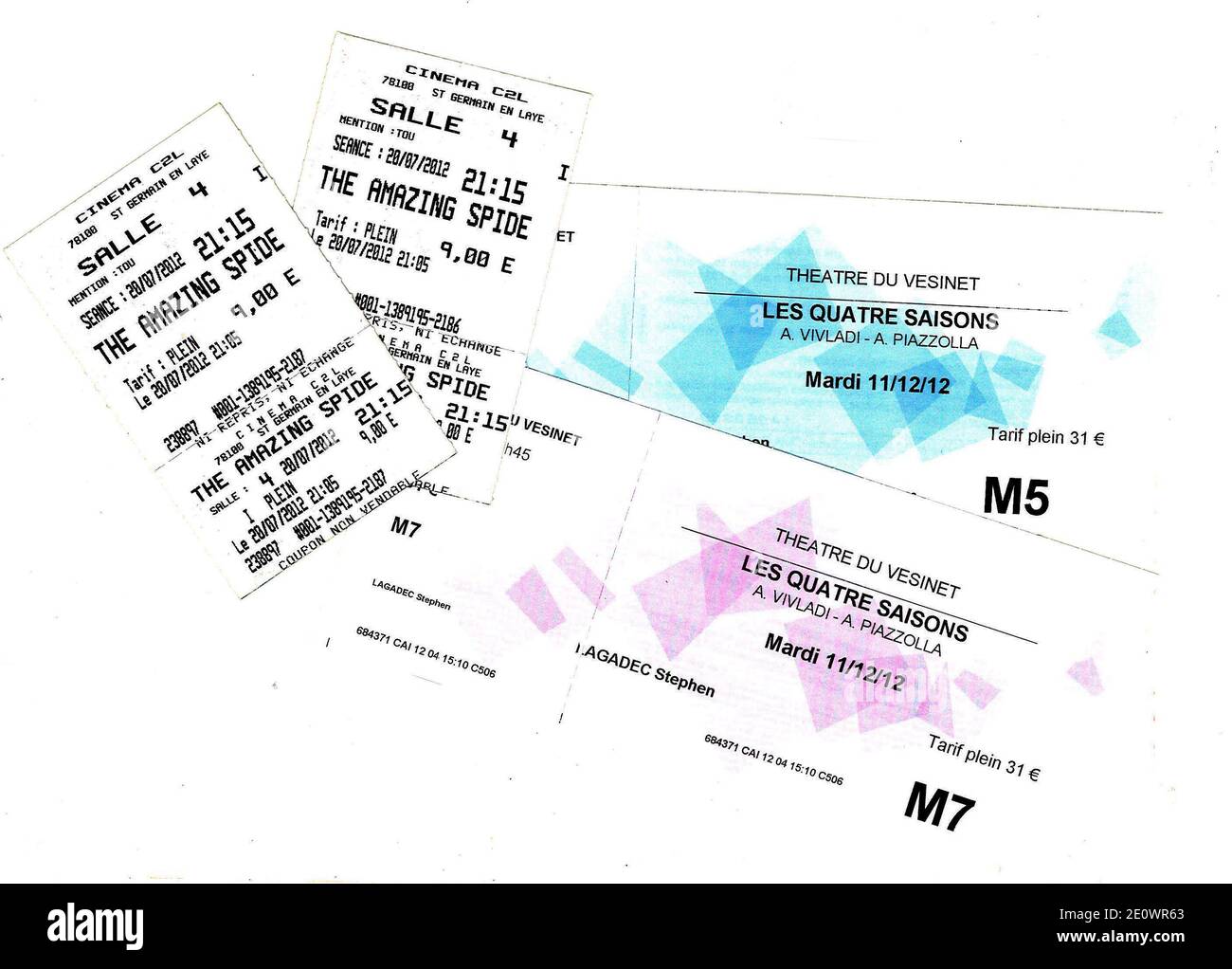 Illustration of Cinema and Concert Ticket. Paris, France on December 5 ...