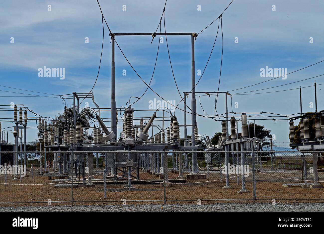 electric power installation along the San Francisco Bay in California ...