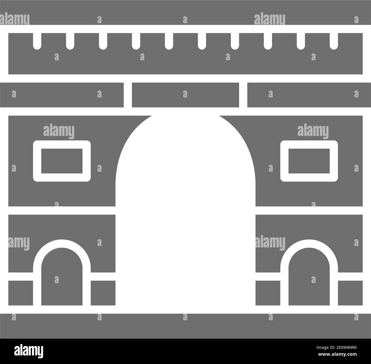 Triumphal Arch, landmark of Paris, France grey icon Stock Vector Image ...