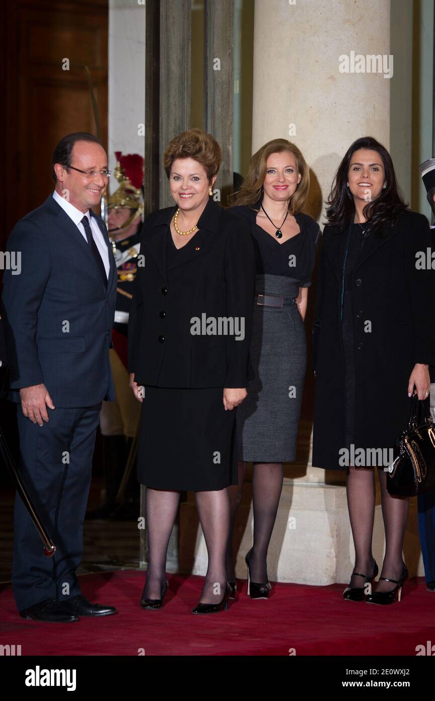 French President Francois Hollande and his companion Valerie ...