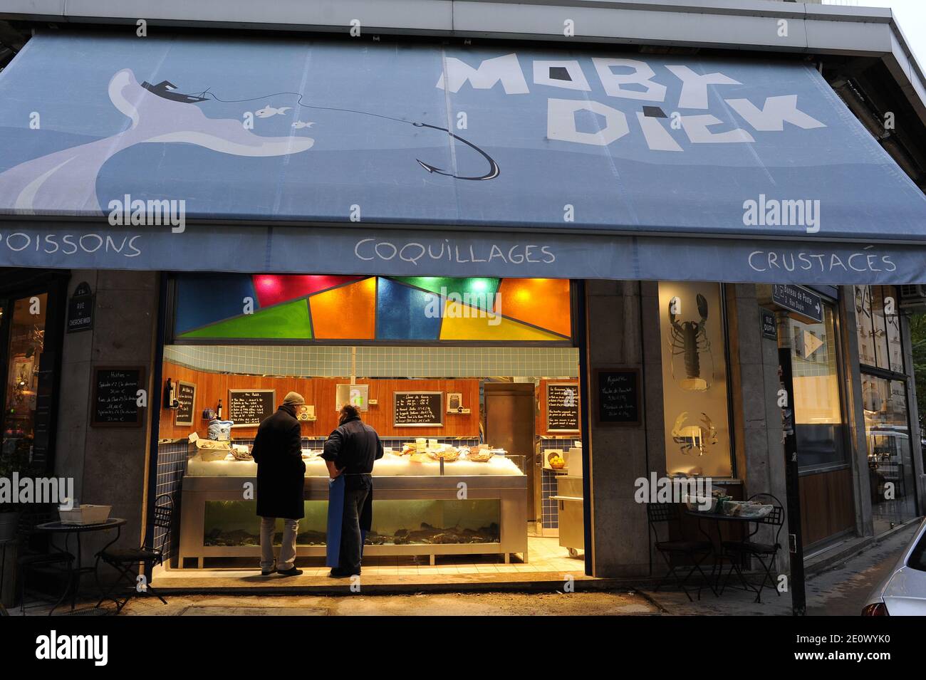 View of French actor Gerard Depardieu's fish shop "Moby Dick", in Paris ...
