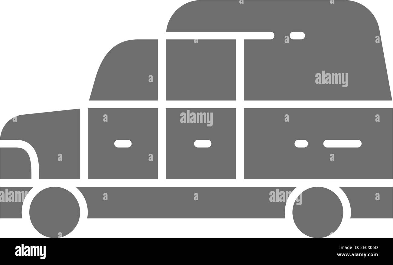 Hearse, funeral car gray icon. Isolated on white background Stock ...