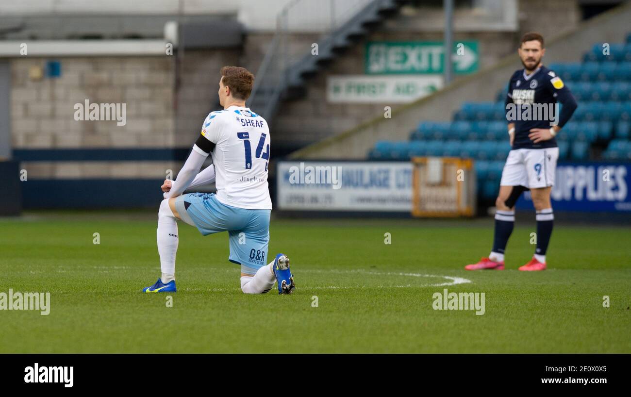 London, UK. 02nd Jan, 2021. Ben Sheaf of Coventry City takes the knee ...