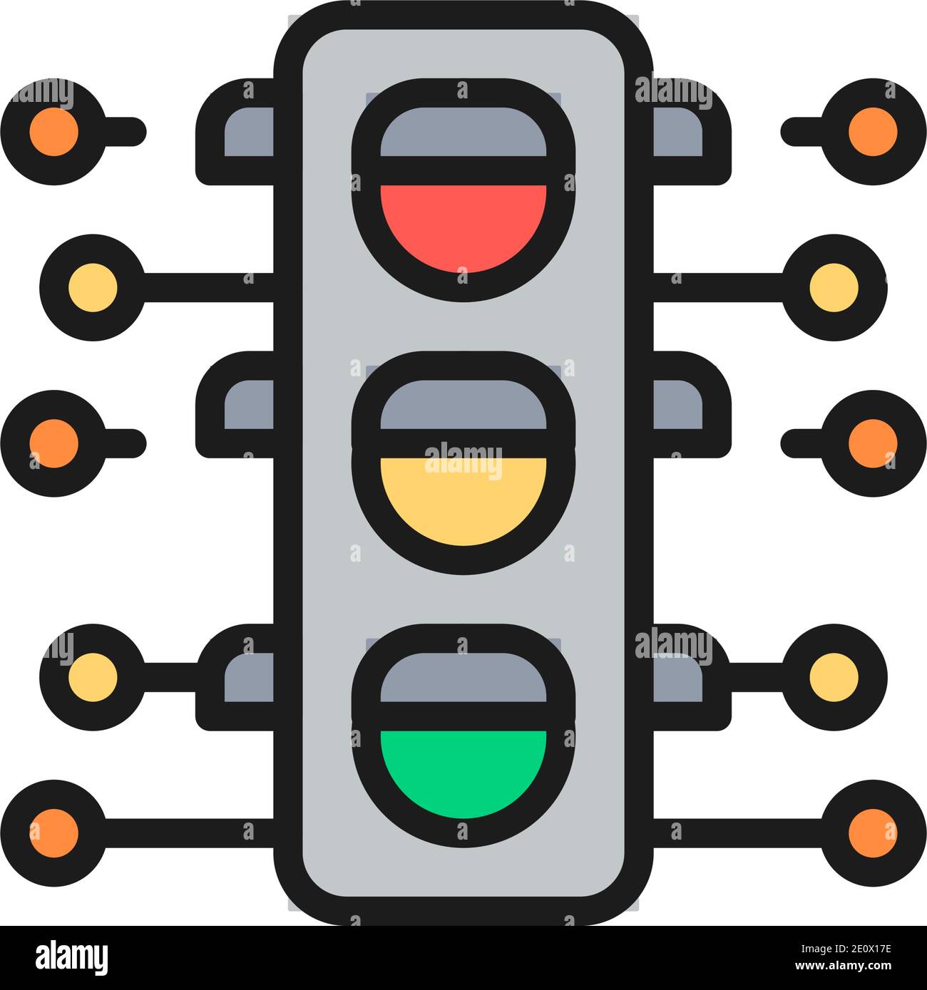 Smart traffic light flat color line icon. Isolated on white background ... Smart traffic light flat color line icon. Isolated on white background ...