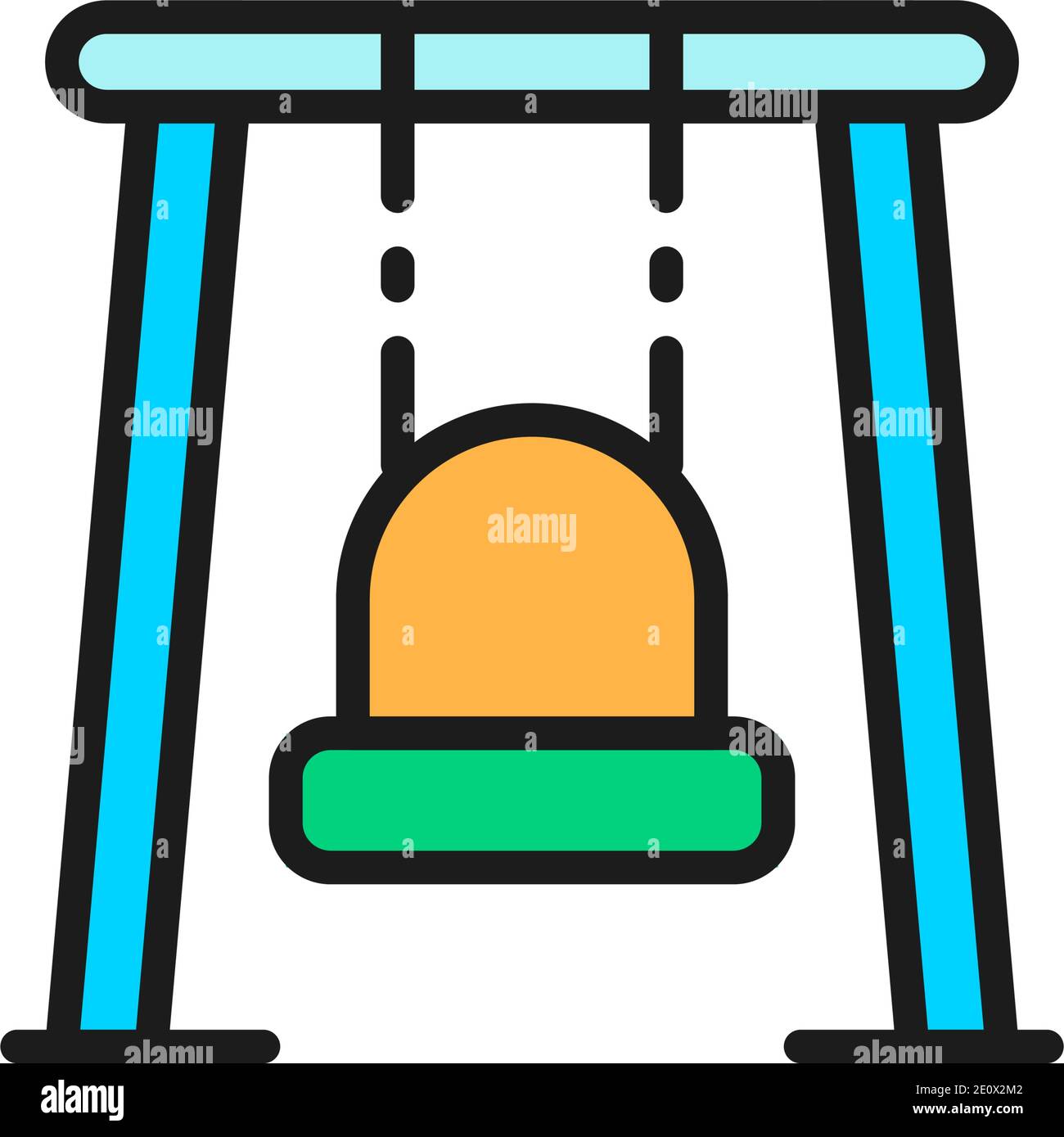 Vector single swing for playground flat color line icon Stock Vector ...