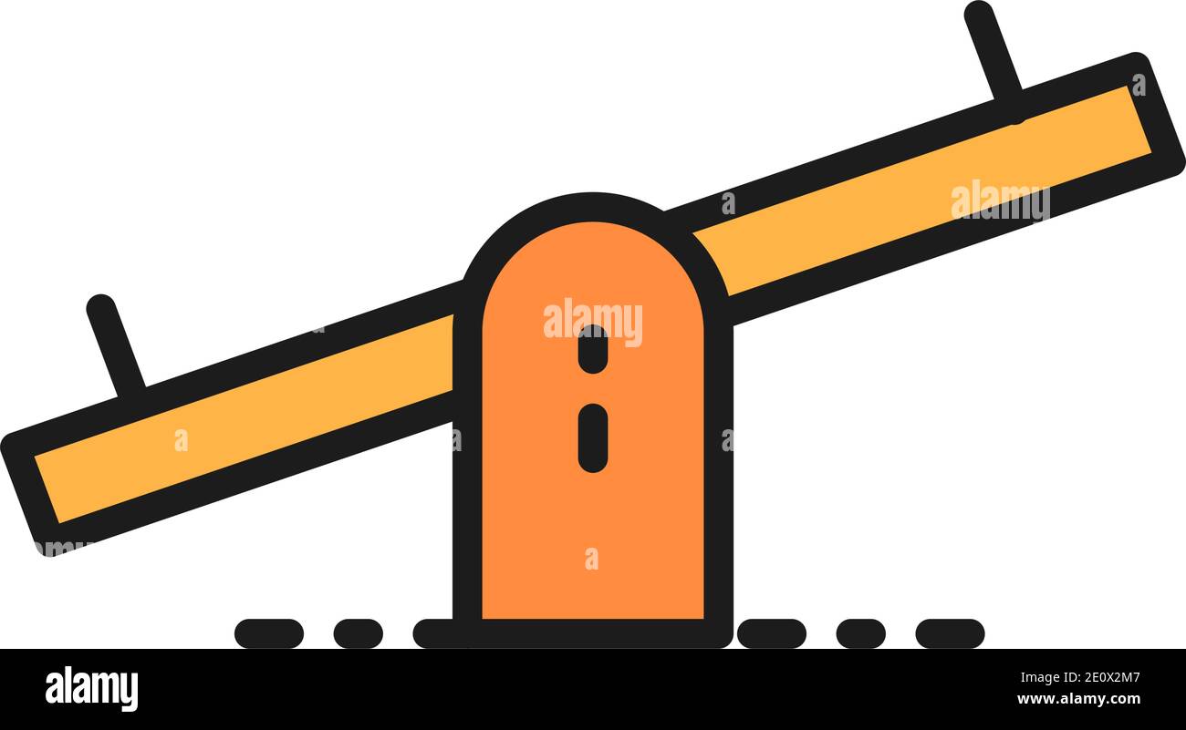 Vector child balance swing, seesaw flat color line icon Stock Vector ...