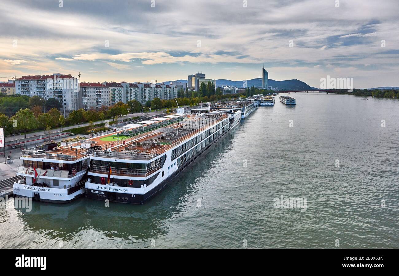 Danube view in Vienna Stock Photo - Alamy
