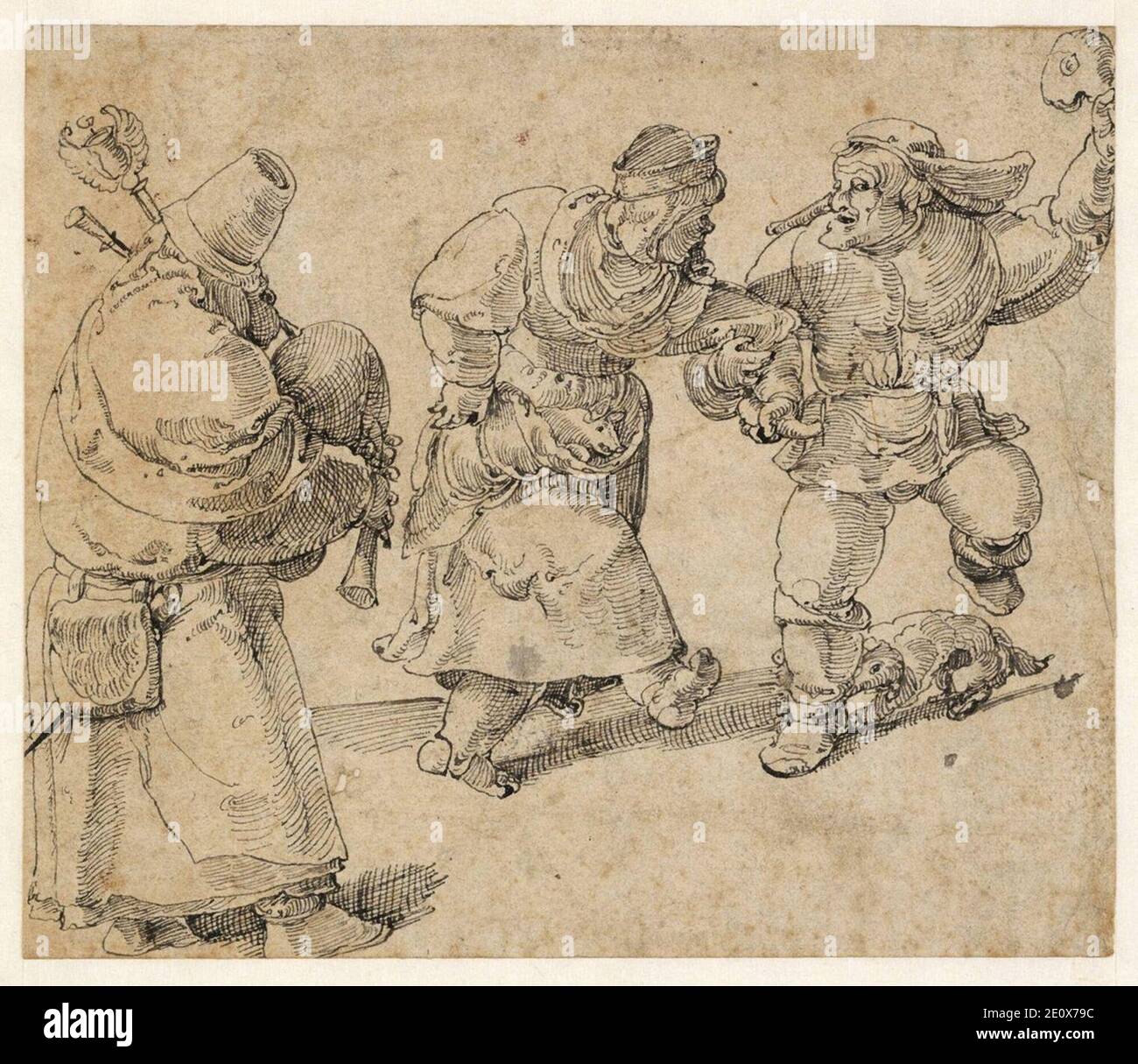 Dancing Peasant Couple and a Bagpiper attributed to Aertgen Claesz van ...