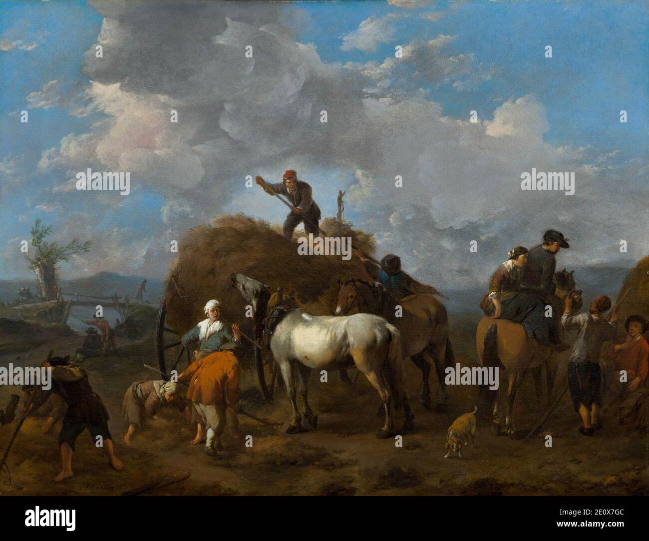 Harvesting the Hay by Johannes Lingelbach Stock Photo - Alamy