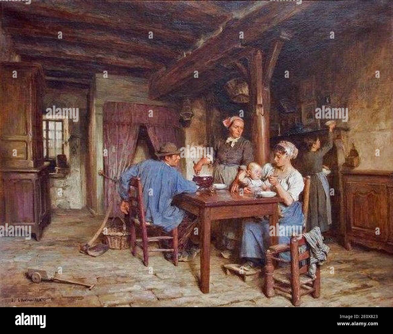 Léon Augustin Lhermitte - The midday meal Stock Photo - Alamy