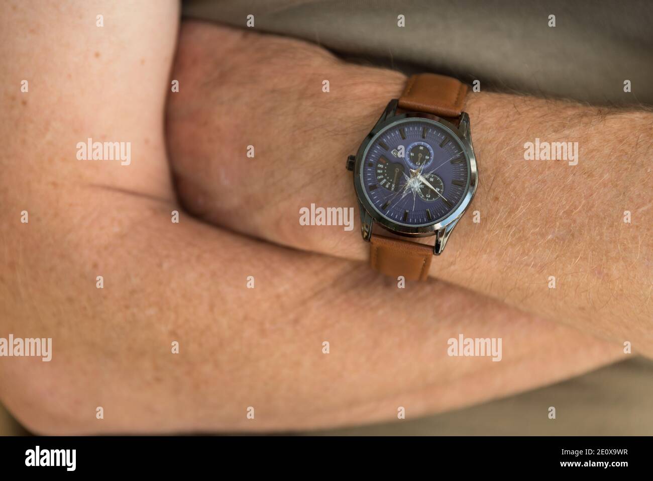 Broken Men S Wristwatch - Chronograph Stock Photo - Alamy