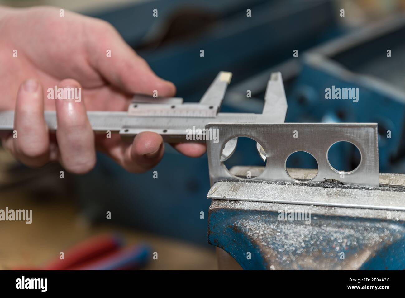 Craftsman Measures Internal Dimensions With A Caliper - Close-up Stock ...