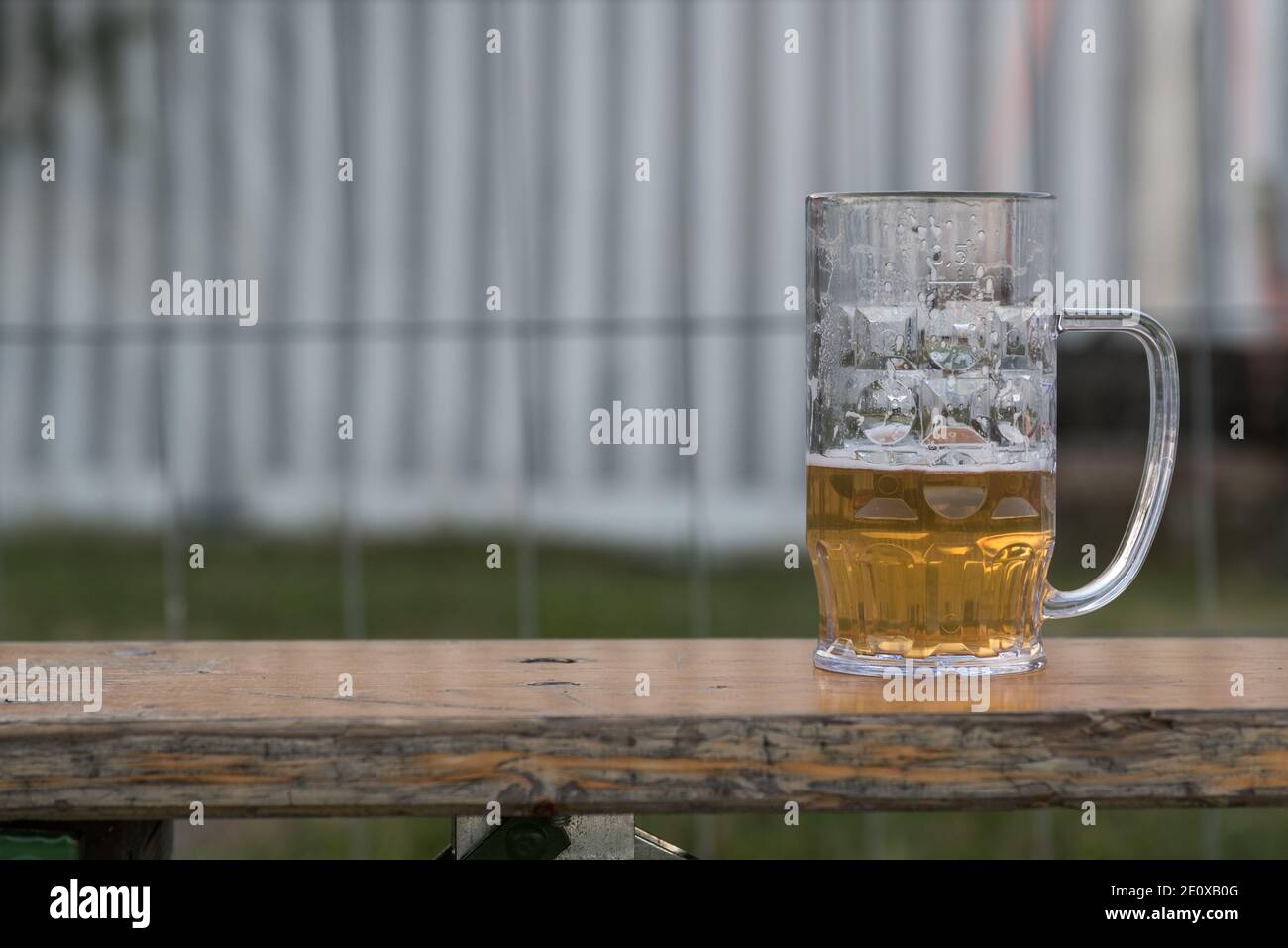Beer Mug Stands On A Beer Bench - Half Beer Stock Photo - Alamy