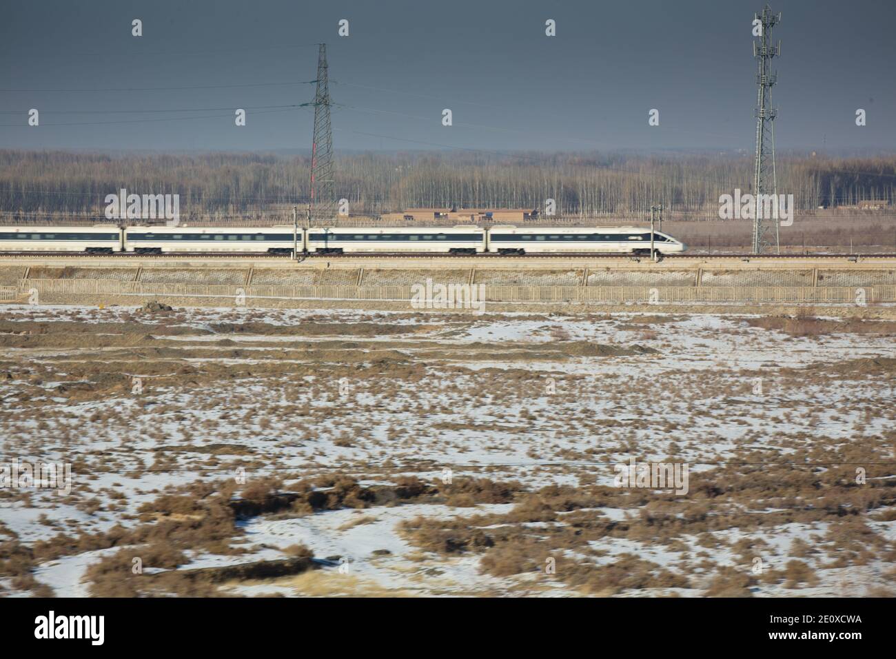 High speed bullet train crossing the Gobi desert Stock Photo - Alamy