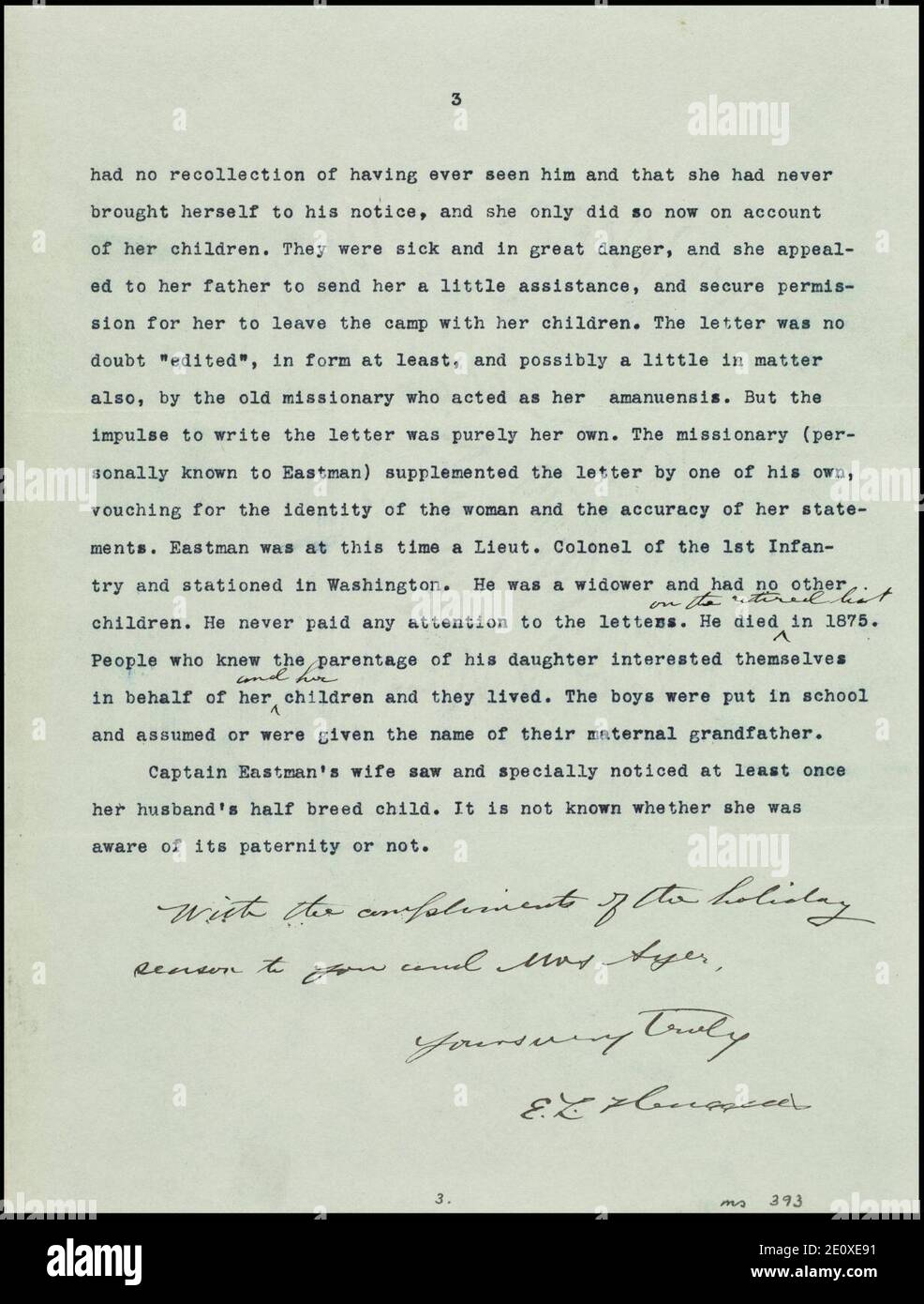 Letter , Chicago, Ill., to Edward E. Ayer, 1899 Dec. 27 Stock Photo - Alamy