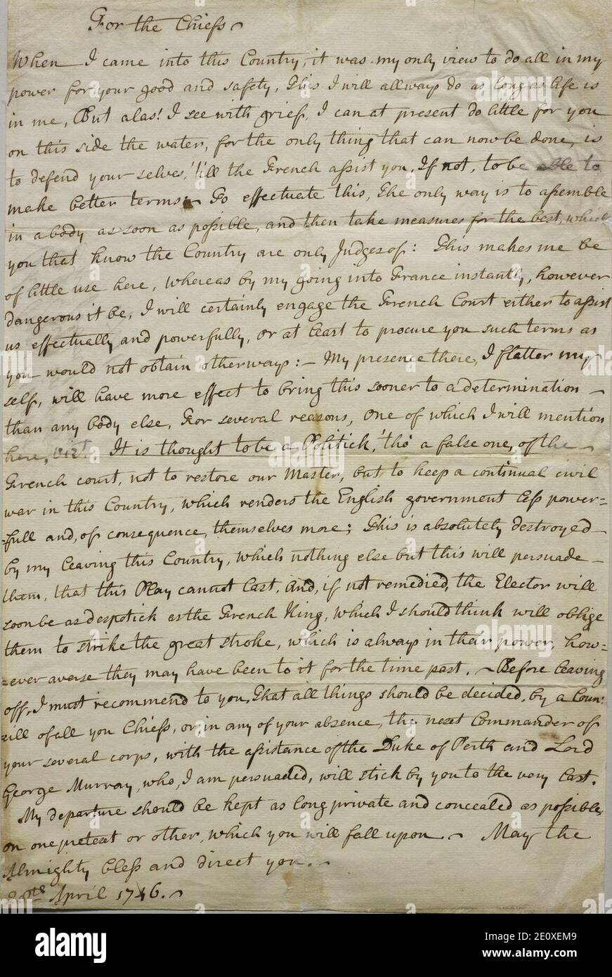 Letter from Prince Charles Edward Stuart Stock Photo - Alamy