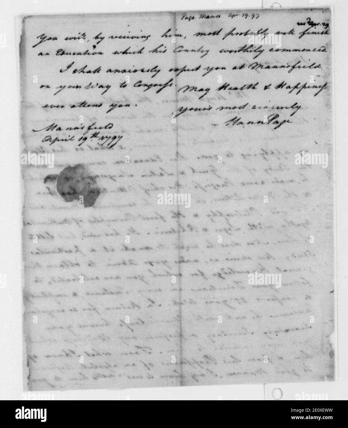 Thomas jefferson letter hi-res stock photography and images - Alamy