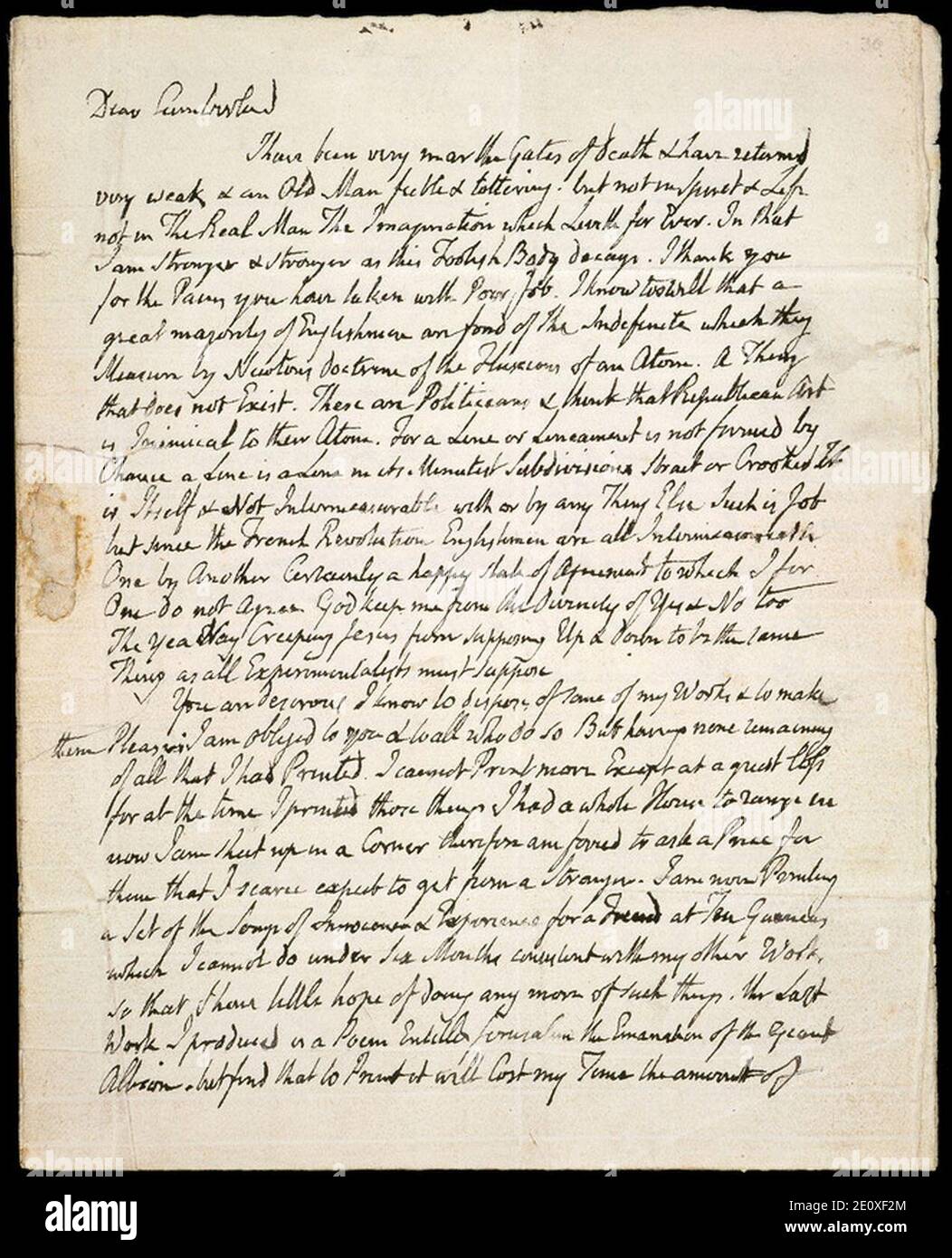 Letter to George Cumberland, 12 April 1827, object 2 Stock Photo - Alamy