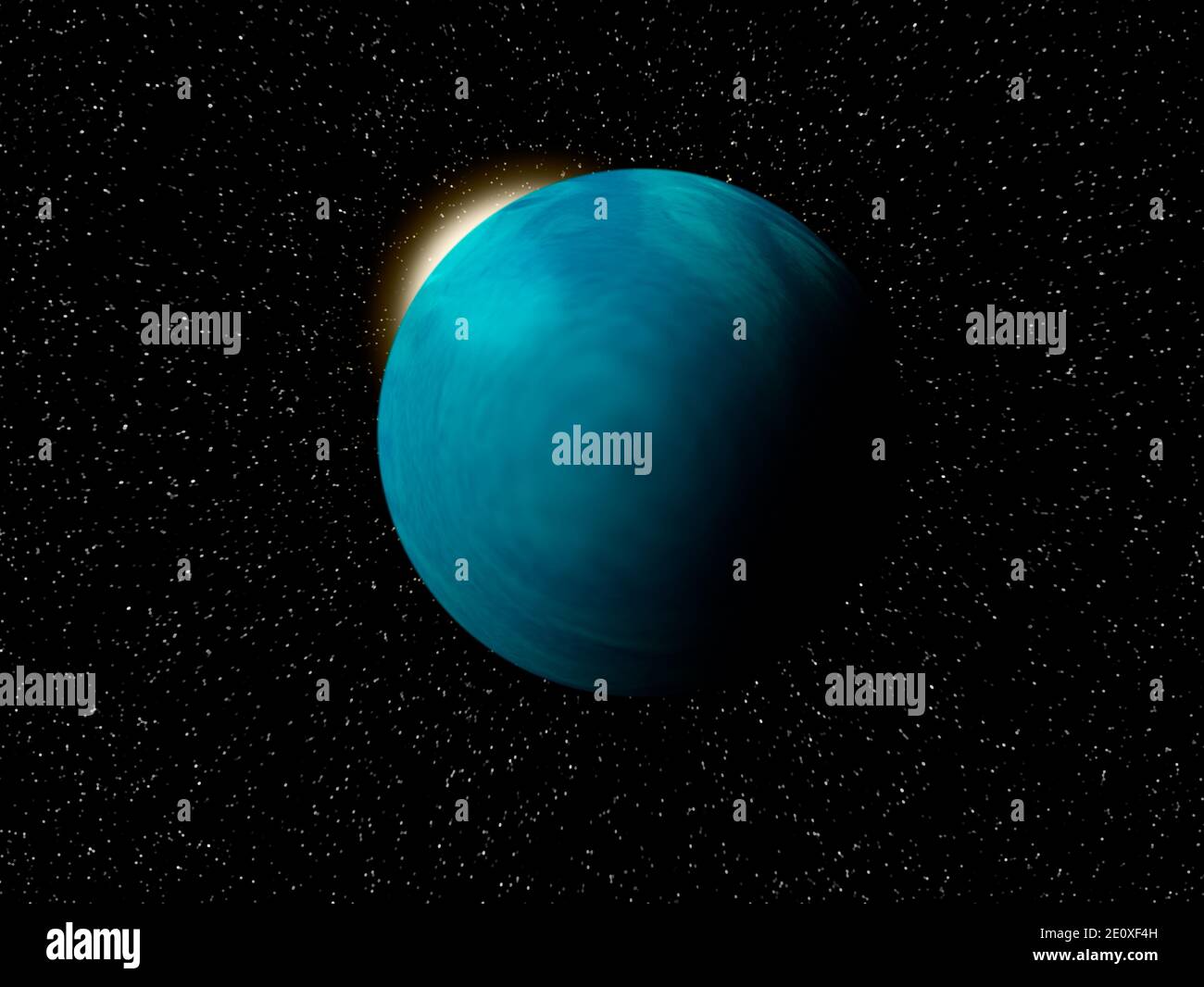 Illustration Of A Blue Planet In Space Stock Photo - Alamy
