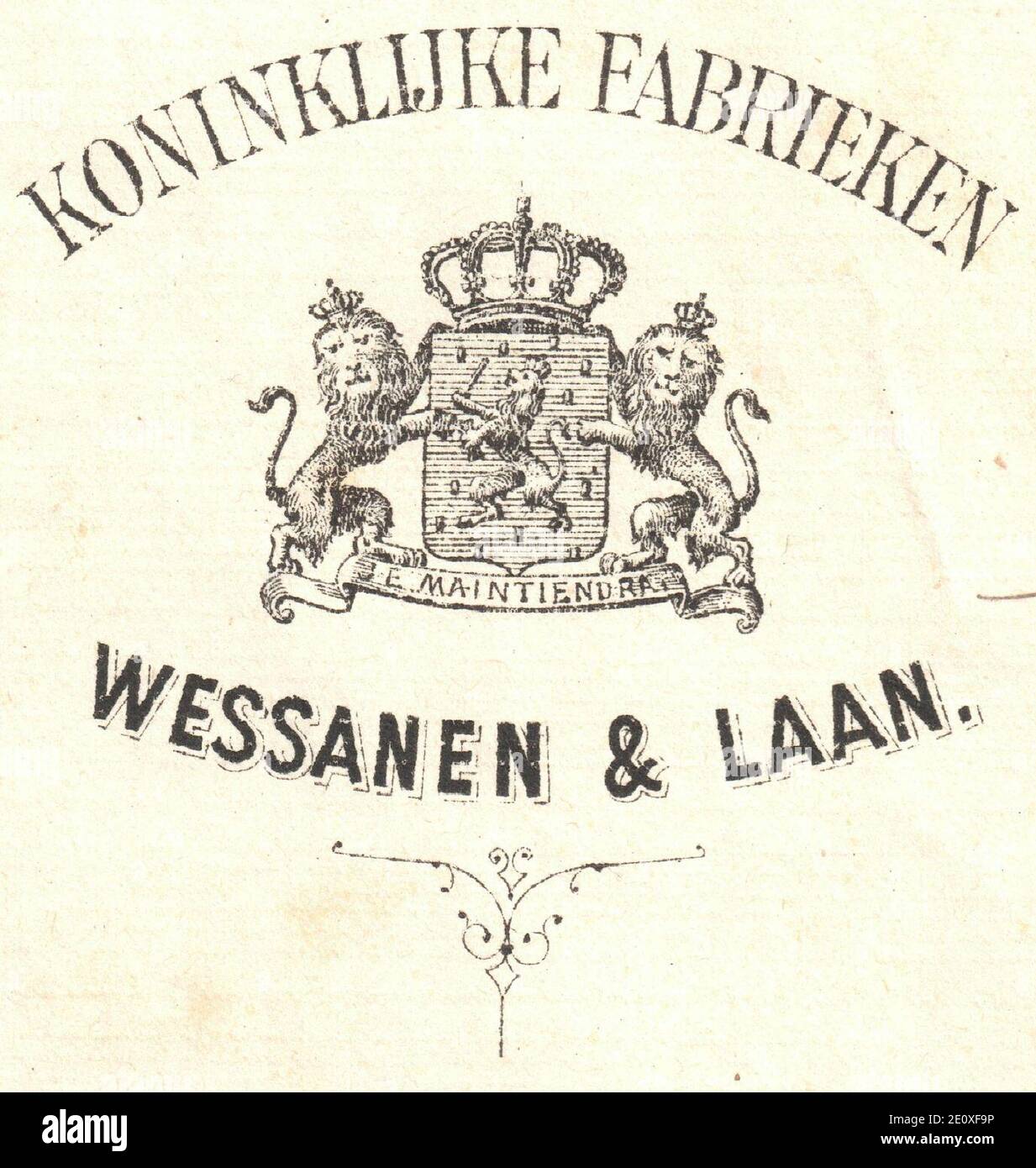 Letterhead Koninklijke Fabrieken Wessanen & Laan 1879 Stock Photo - Alamy