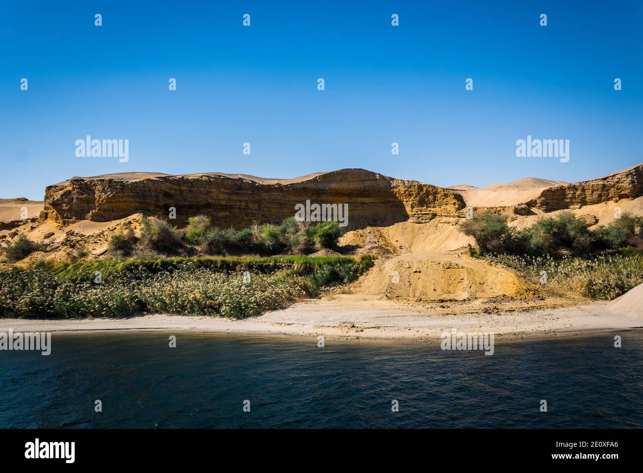 Landscape Along The Nile Between Luxor And Aswan In Egypt Stock Photo ...