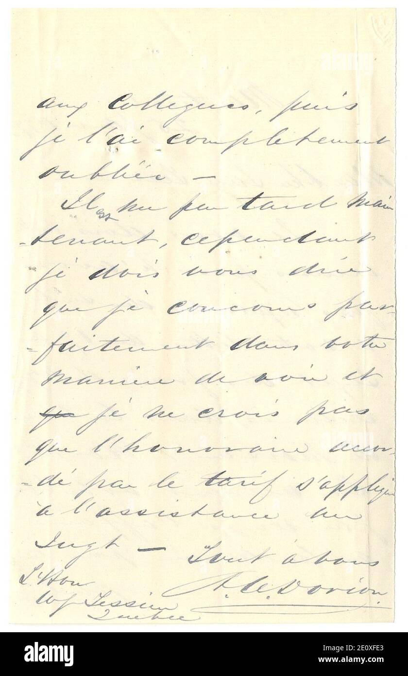 Lettre d'Antoine-Aimé Dorion à Ulric-Joseph Tessier 25 janvier 1877-2 ...