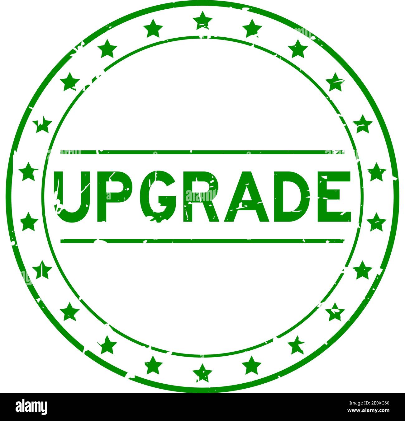 Grunge green upgrade word round rubber seal stamp on white background ...