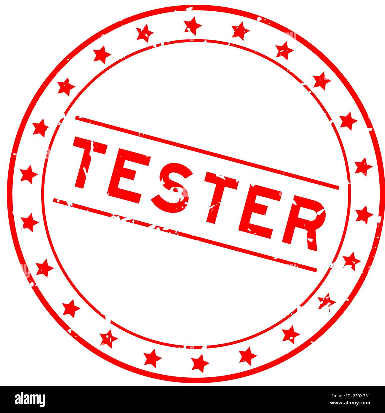 Grunge red tester word round rubber seal stamp on white background ...