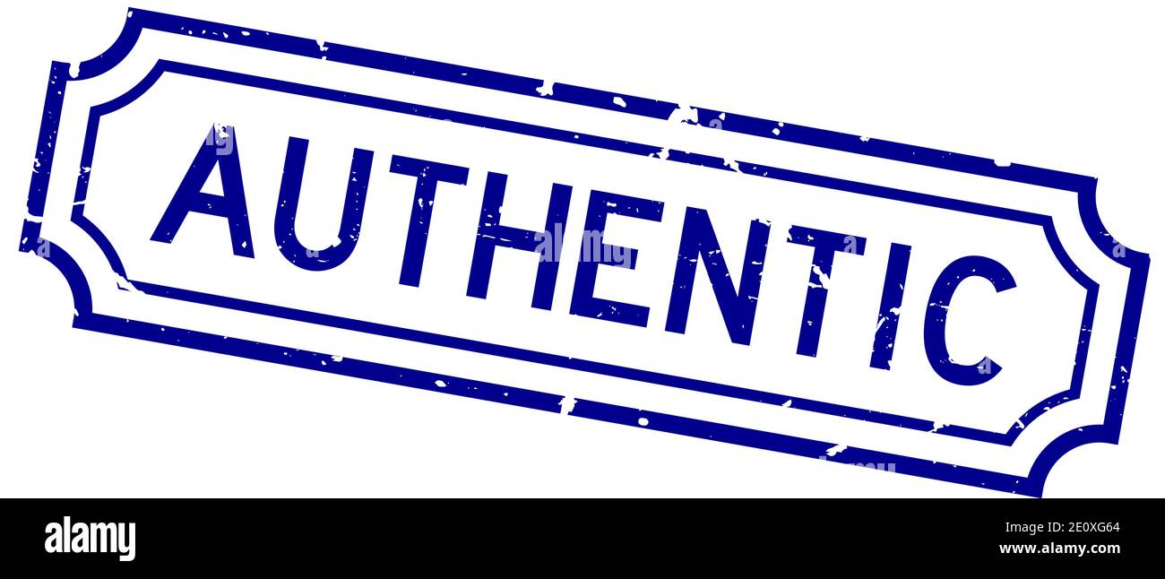 Grunge blue authentic word rubber seal stamp on white background Stock ...