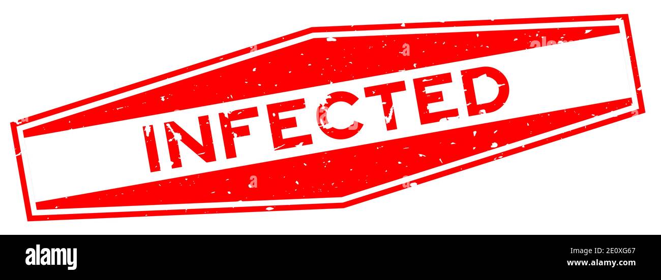 Grunge red infected word hexagon rubber seal stamp on white background ...