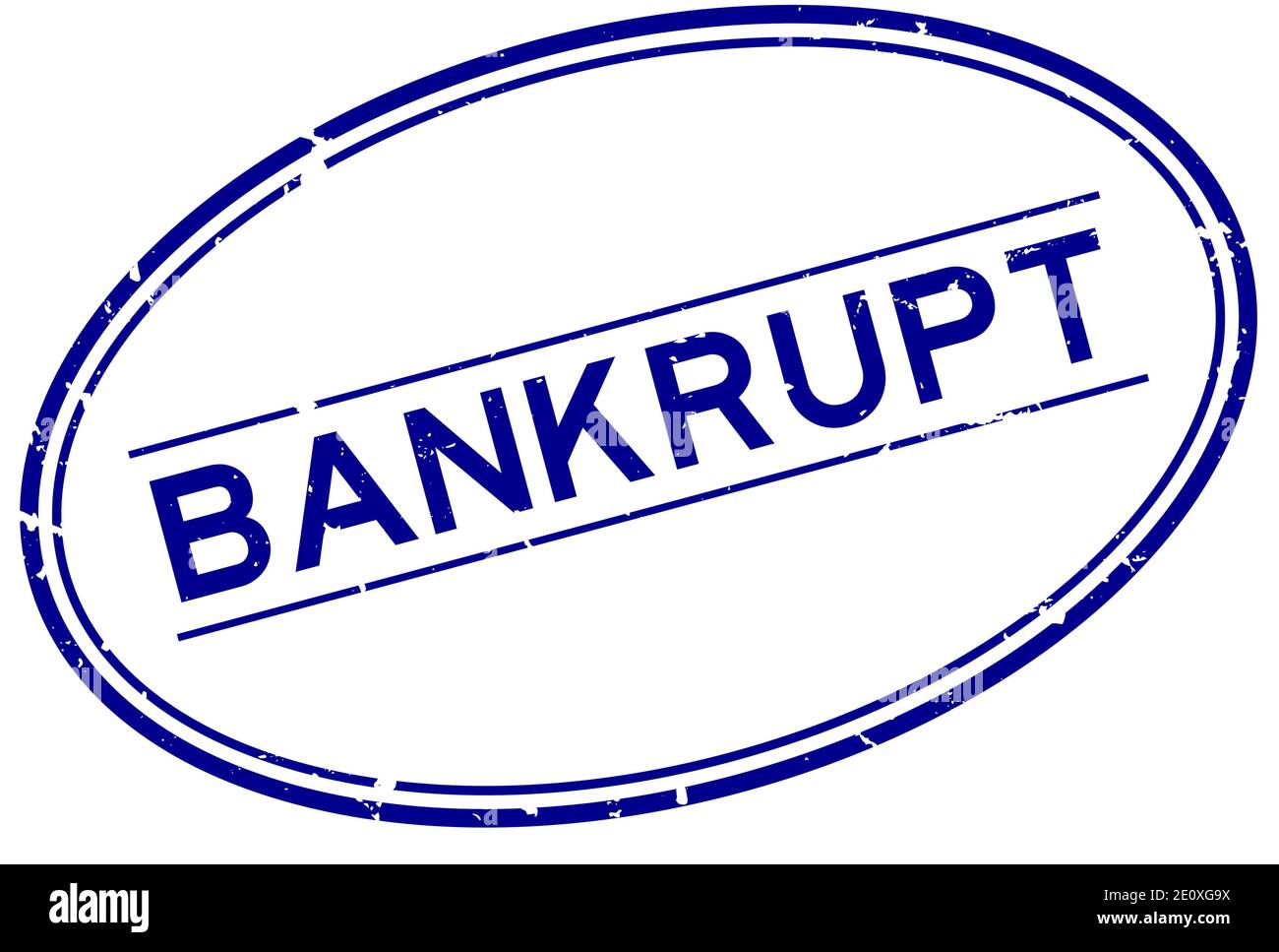 Grunge blue bankrupt word oval rubber seal stamp on white background ...